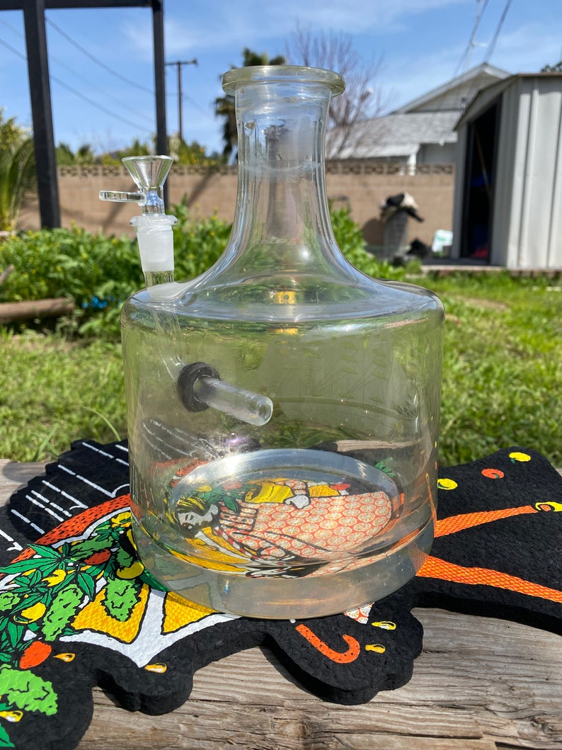 1970's Etched Ship Bottle Glass Tobacco Smoking Pipe Clear Classy ...