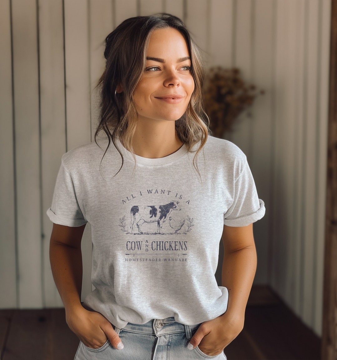 Homesteader Wannabe Shirt Cow and Chicken Tshirt Chickens Tee Farmer ...