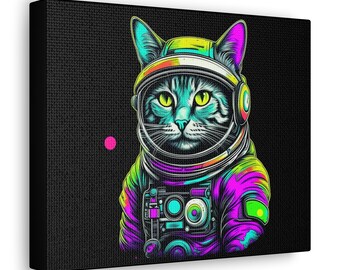 Neon Psychedelic Space Cat UV Reactive Print Fine Art Acrylic - Etsy UK