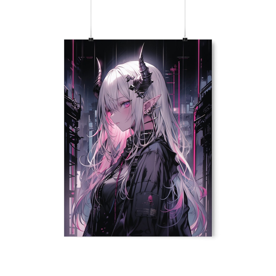 Anime Girl Art Poster Anime Art Print Anime Waifu Poster Demon Girl Art ...