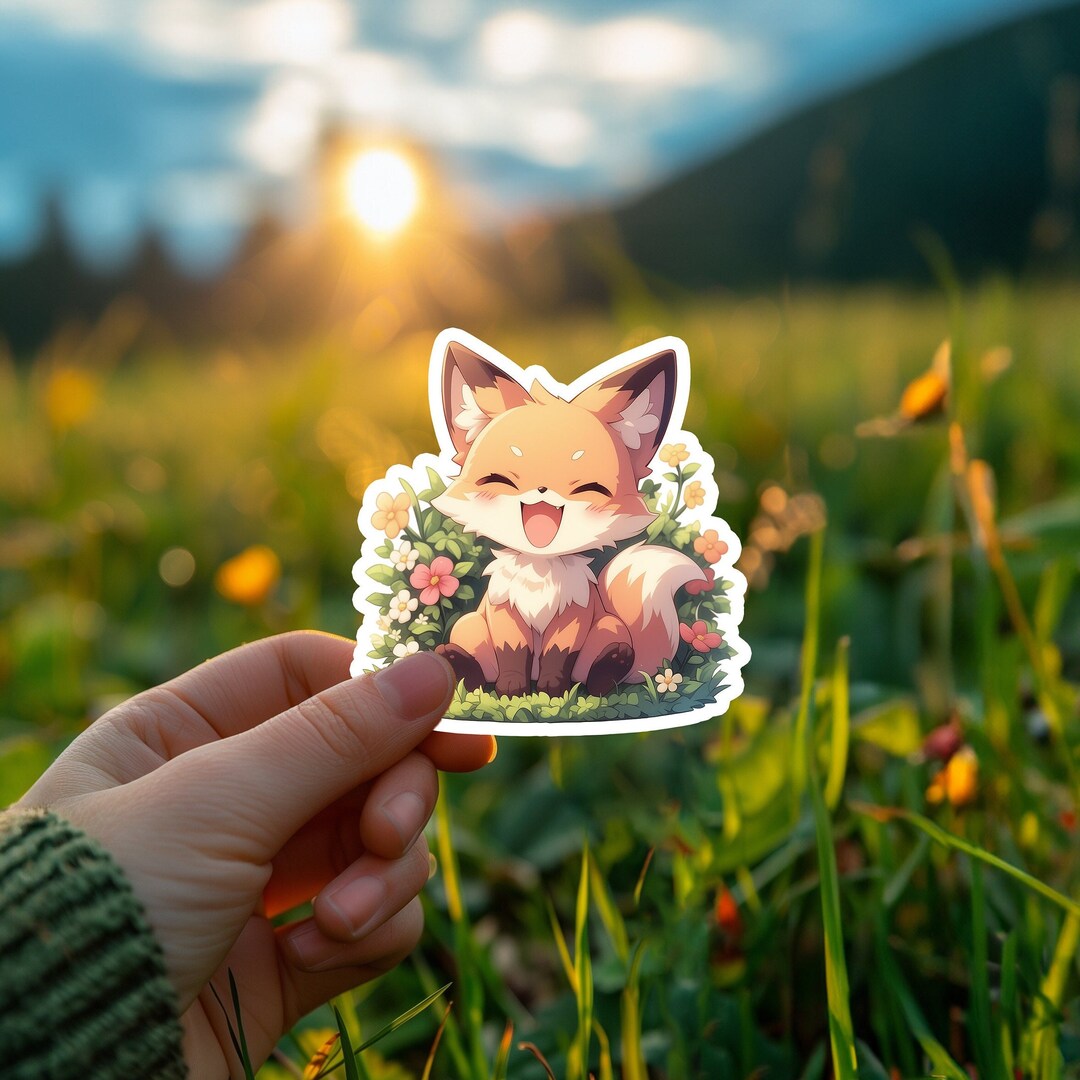 Fox Sticker Cute Fox Sticker Gift Happy Fox Sticker Laptop Decal Cute ...