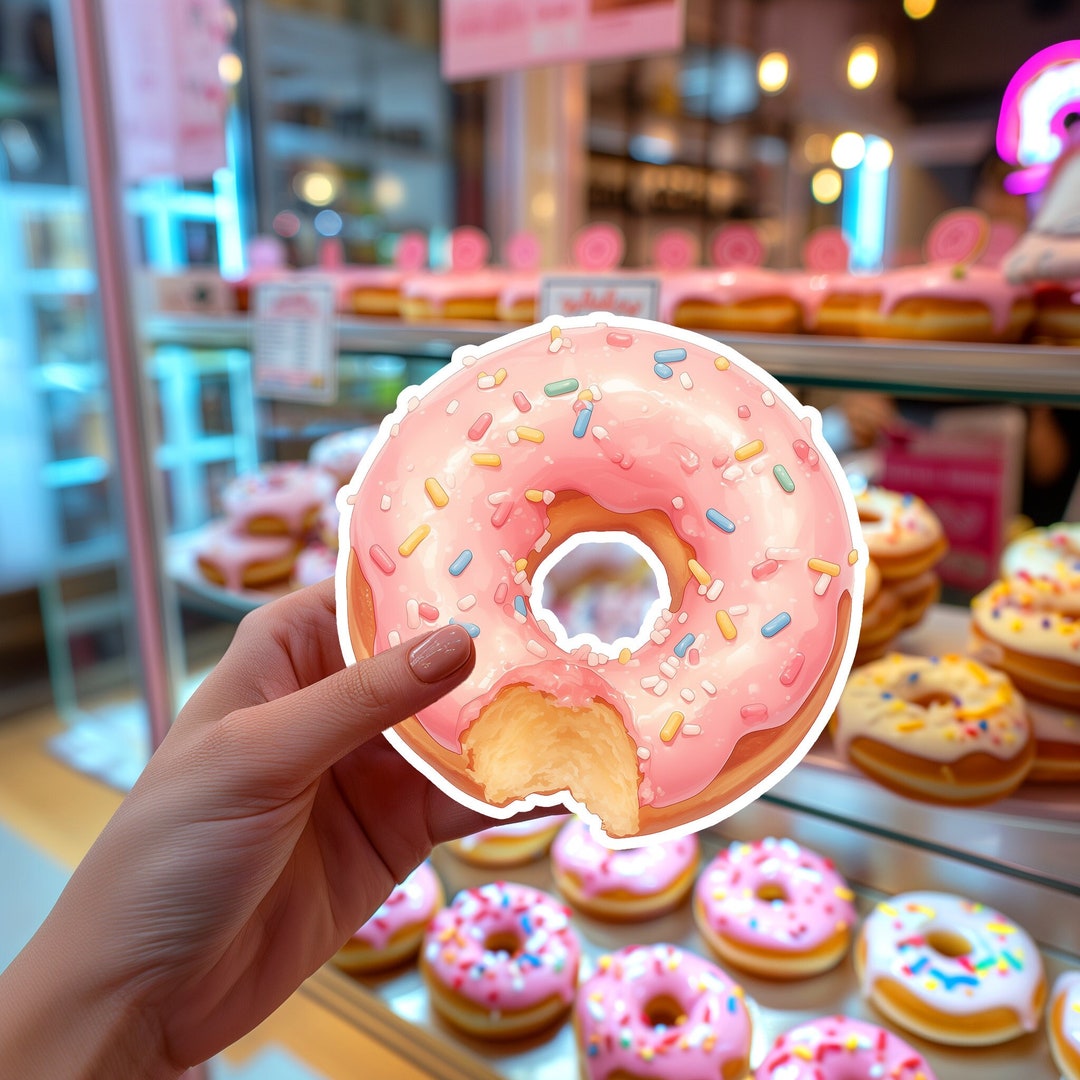 Donut Sticker Pink Donut Sticker Kawaii Donut Sticker Pink Frosted ...