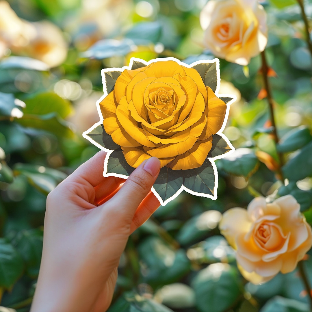 Yellow Rose Sticker, Rose Sticker, Valentines Day Sticker, Valentines ...