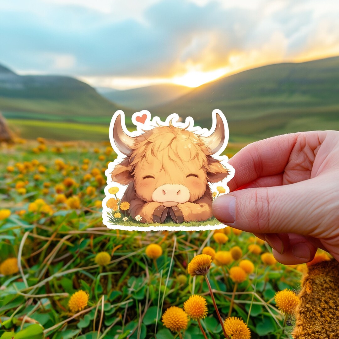 Highland Cow Sticker Cute Cow Sticker Cute Highland Cow Sticker Animal ...