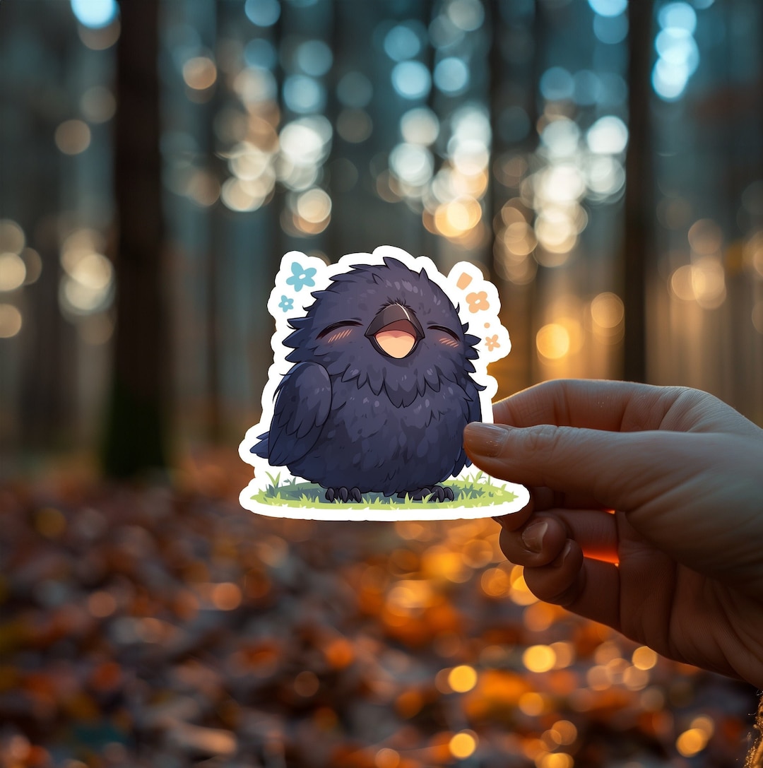 Baby Crow Sticker Crow Sticker Baby Bird Sticker Cute Baby Crow Sticker ...