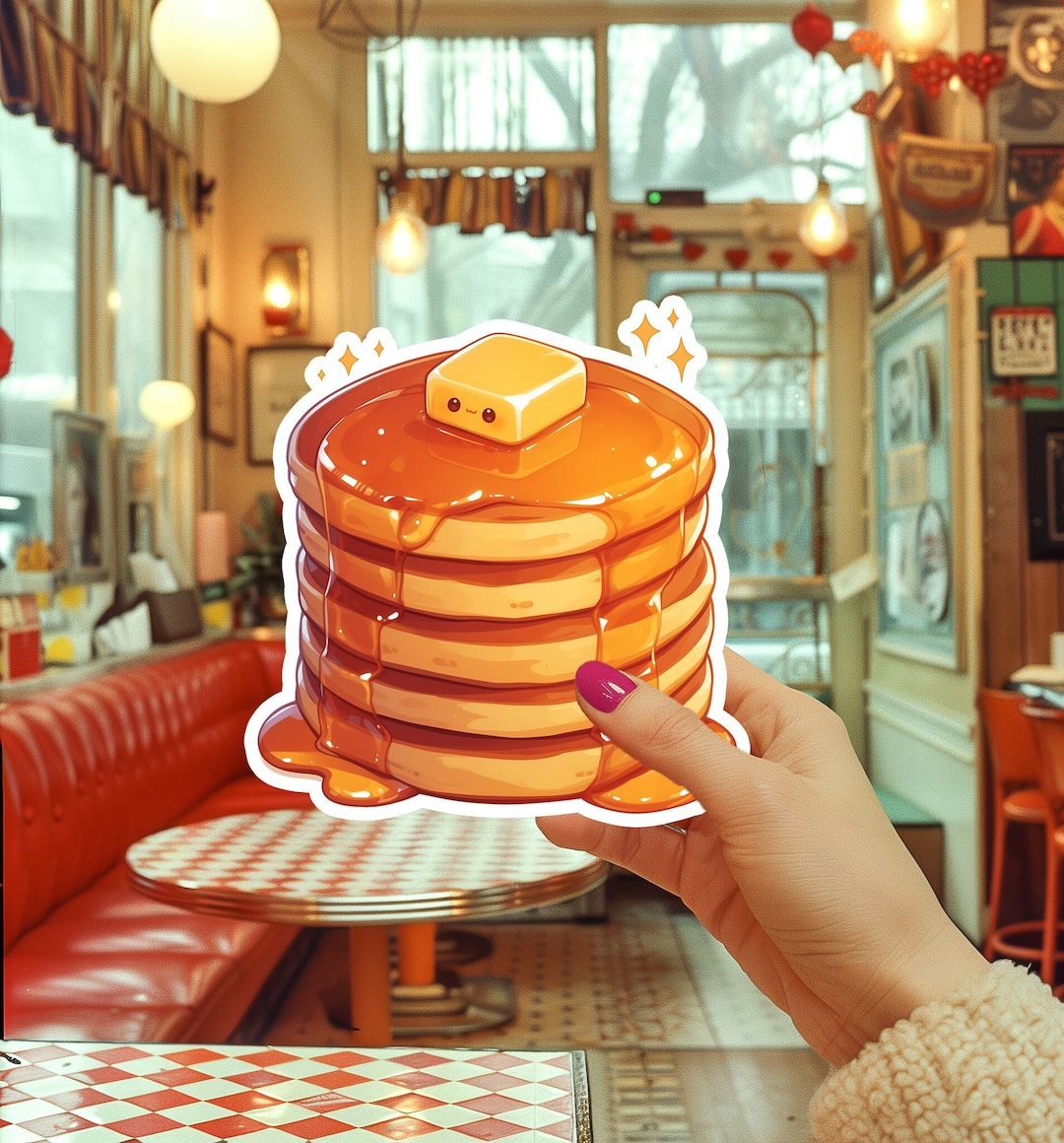 Kawaii Pancake Sticker Pancake Sticker Cute Sticker Vinyl Sticker Food ...