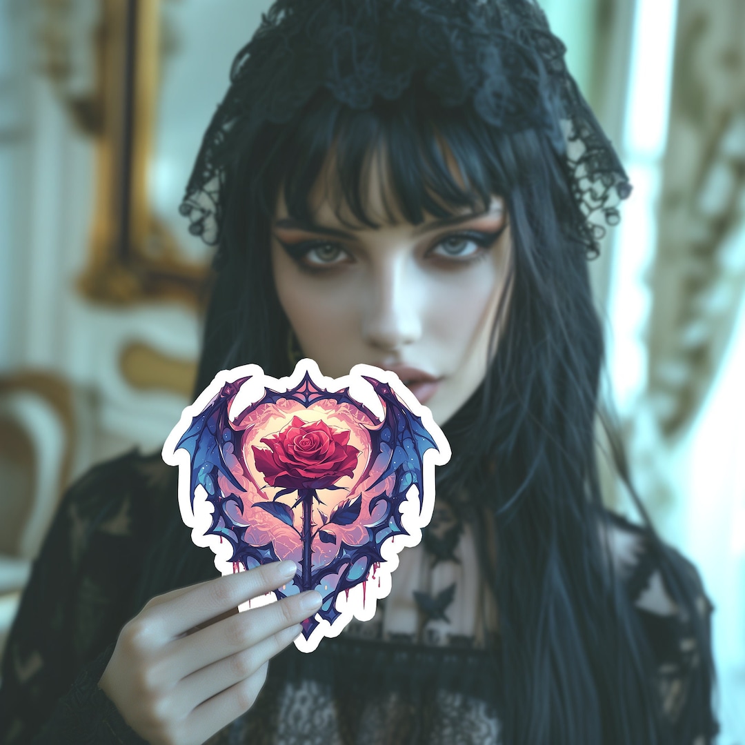 Gothic Rose Sticker Goth Rose Sticker Goth Red Rose Sticker Gothic Red ...
