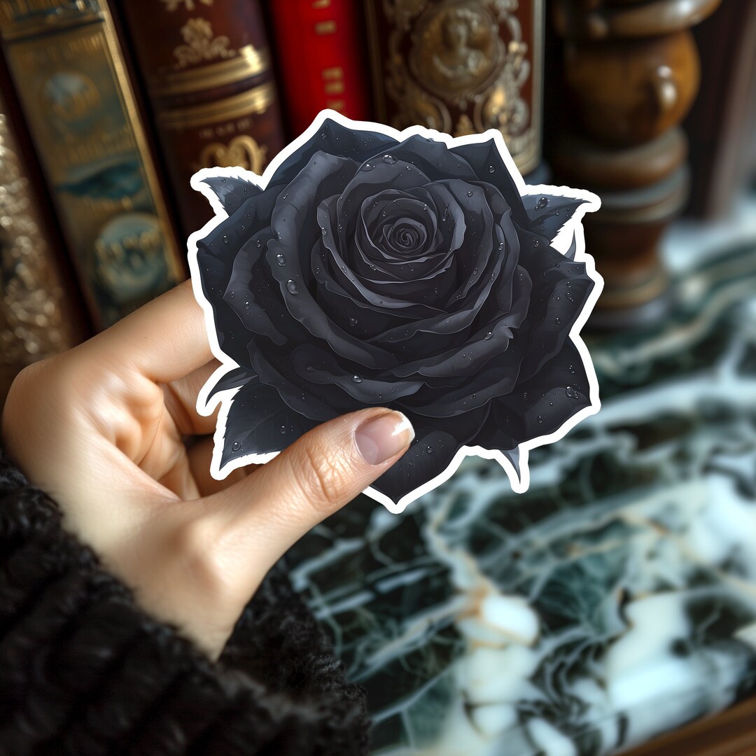 Black Rose Sticker Black Rose Blossom Sticker Rose Sticker Gothic Rose ...