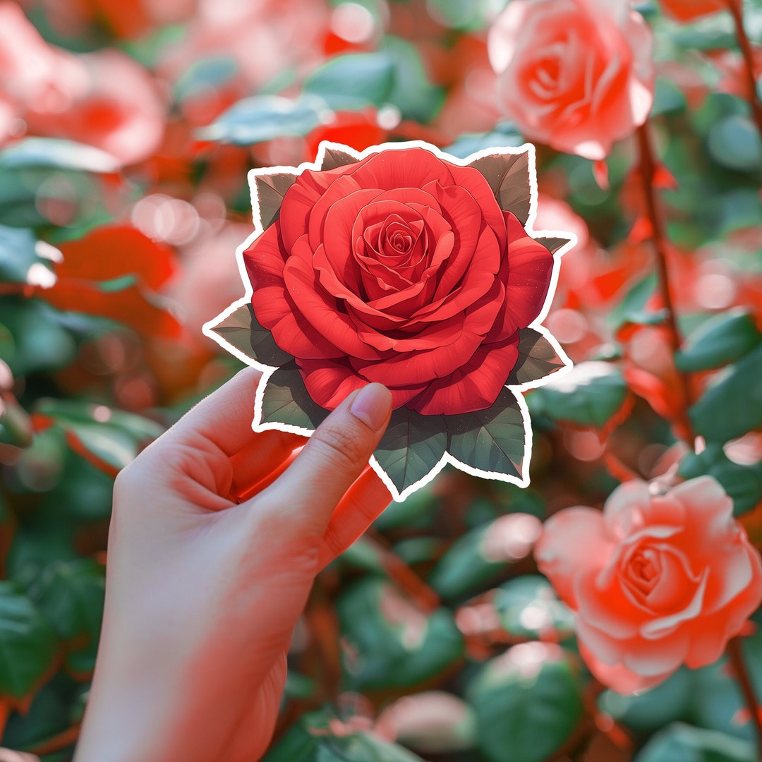 Red Rose Sticker, Rose Sticker, Valentines Day Sticker, Valentines Day ...