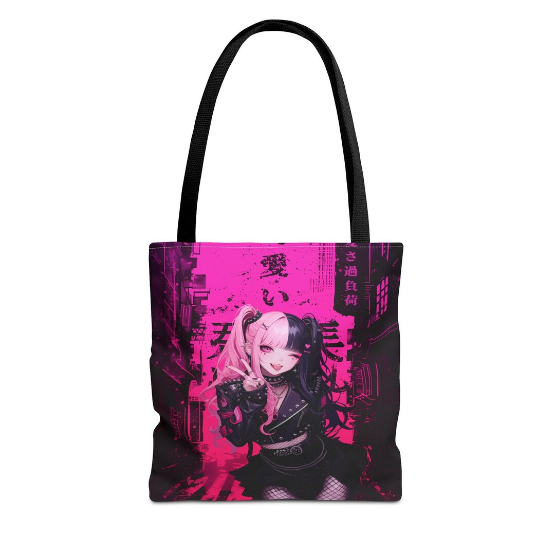 Anime Punk Girl Tote Bag Kawaii Goth Manga Art Japanese Waifu Gift rin ...