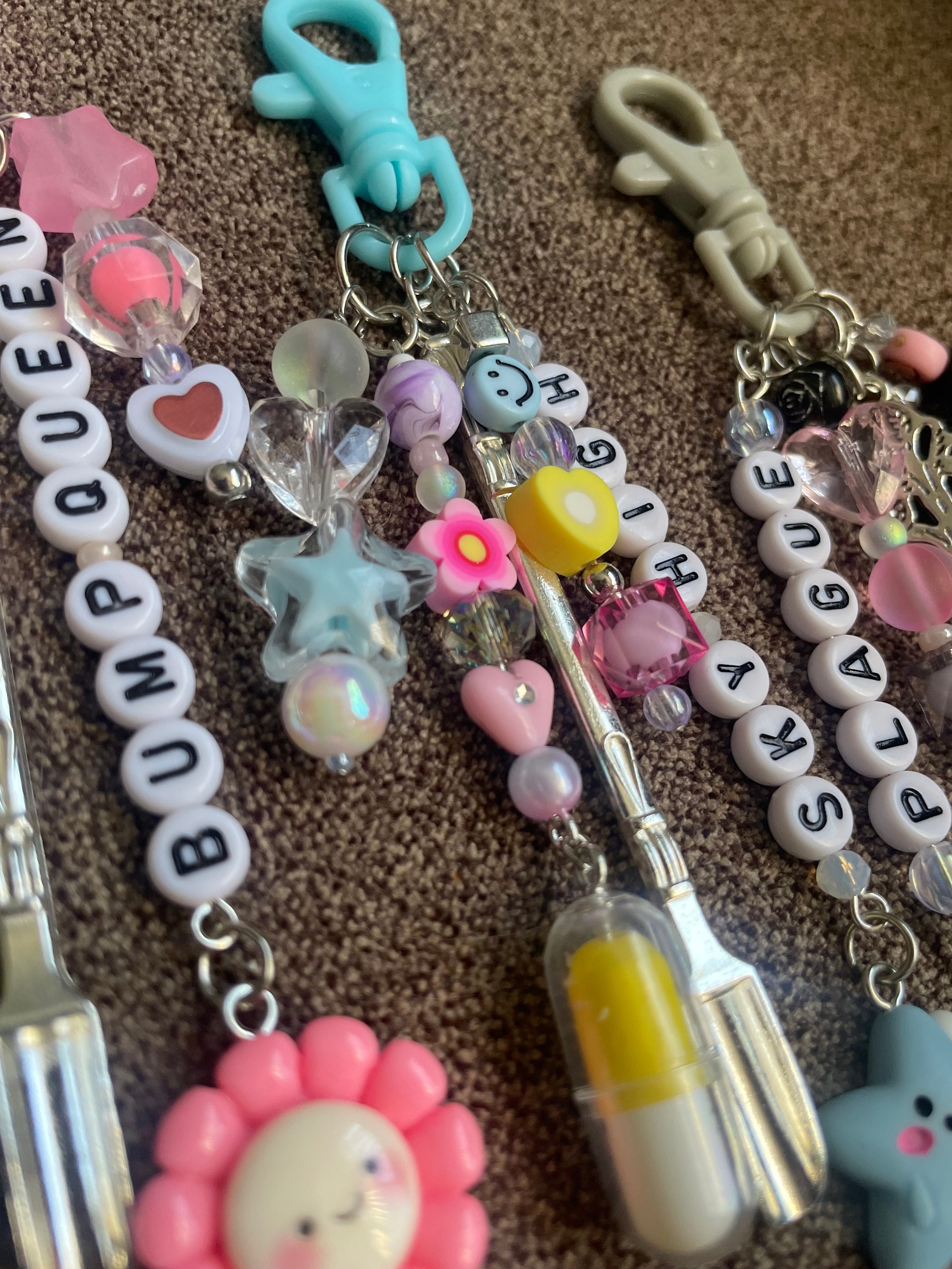 Cute Y2k Style Kandi Keychain, Bag Charm W/ Mini Spoon Charm, Chunky Keychain, Rave Gift - Etsy