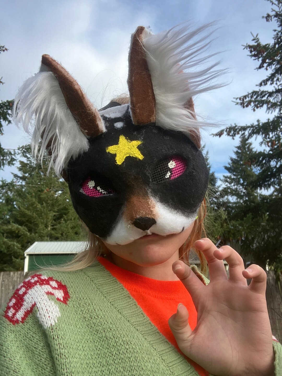 Long-eared Black and Brown Cat Mask - Etsy