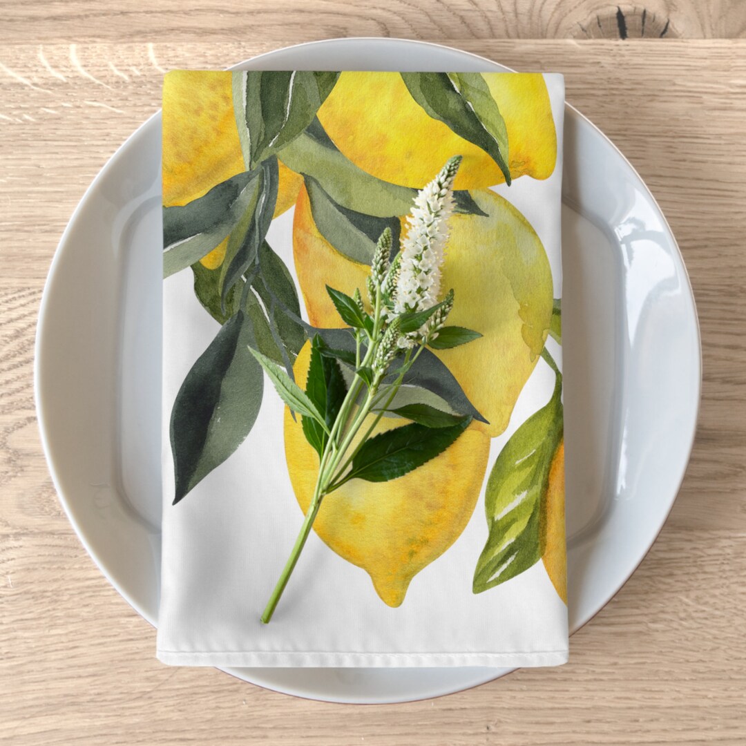 Beautiful Tuscan Lemons Soft Broadcloth Fabric Napkins, 4pc Set, Soft ...