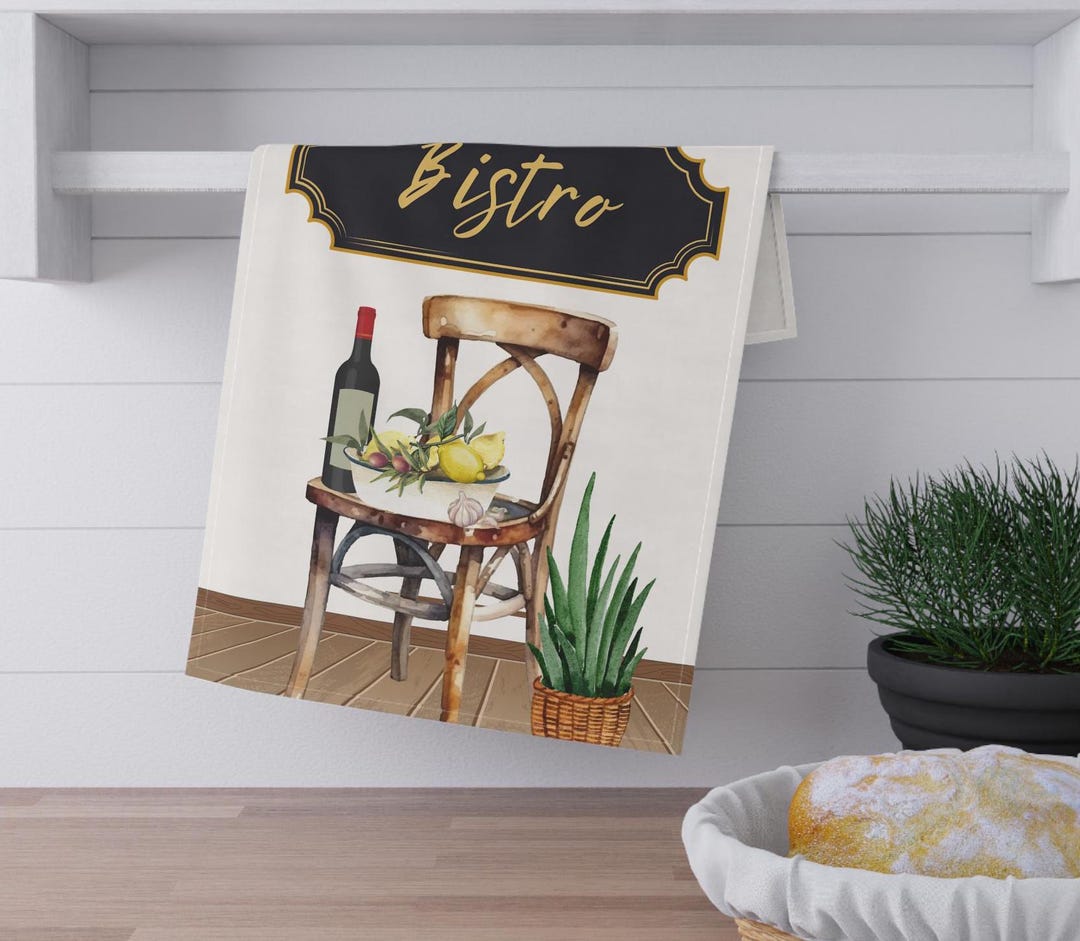 French Country Kitchen Tea Towels, Bistro Decor Dish Towel Set ...