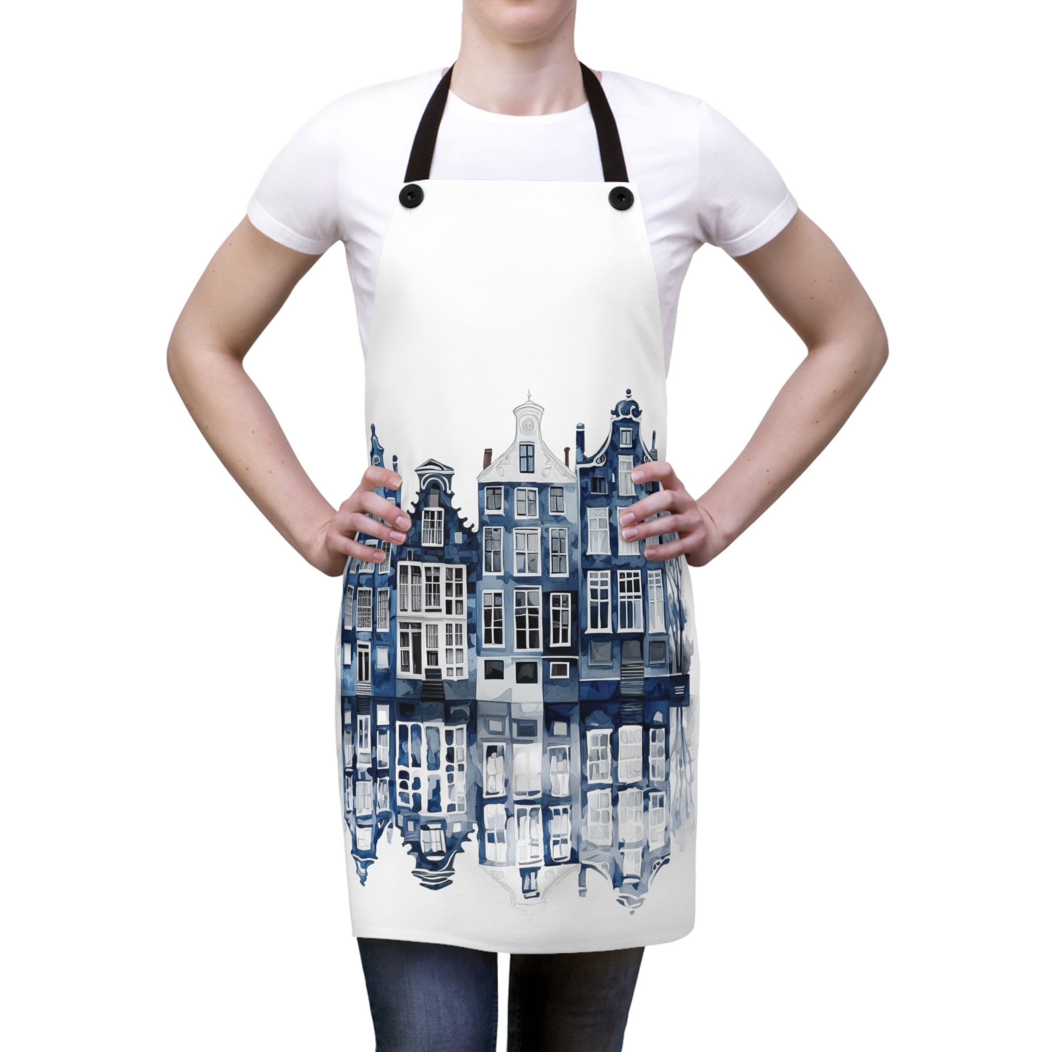 Delft Blue Dutch Canal House Kitchen Apron, Amsterdam Canal House ...