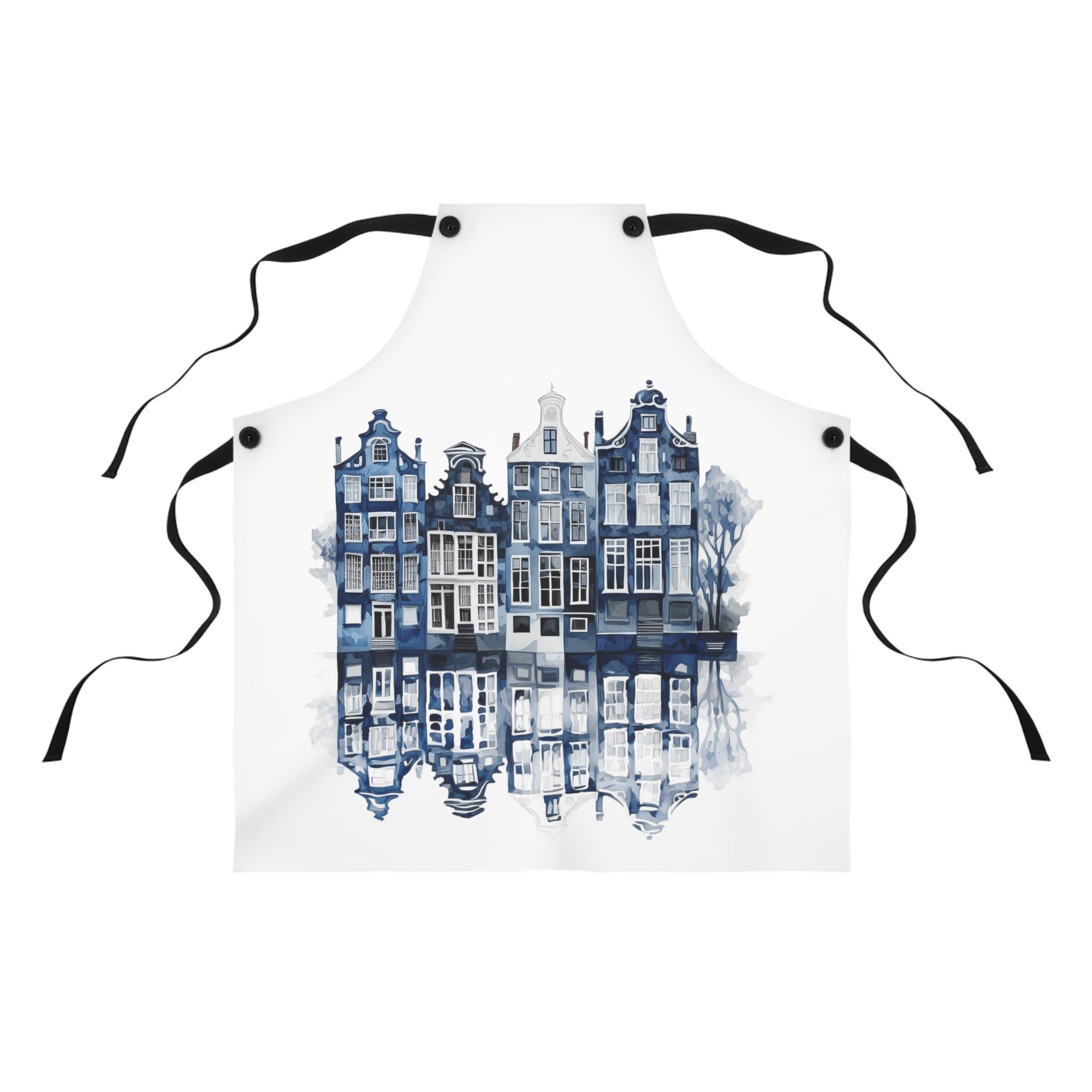 Delft Blue Dutch Canal House Kitchen Apron, Amsterdam Canal House ...