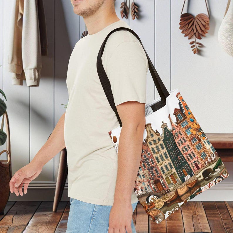 Amsterdam Canal House Tote Bag, Dutch Architecture Book Bag, Shopping ...