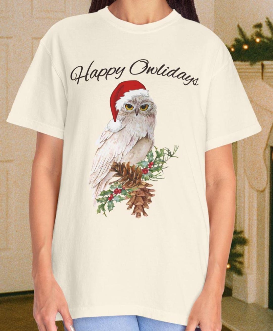 Christmas T-shirt, Happy Owlidays Tee, Cute Owl Christmas Shirt ...