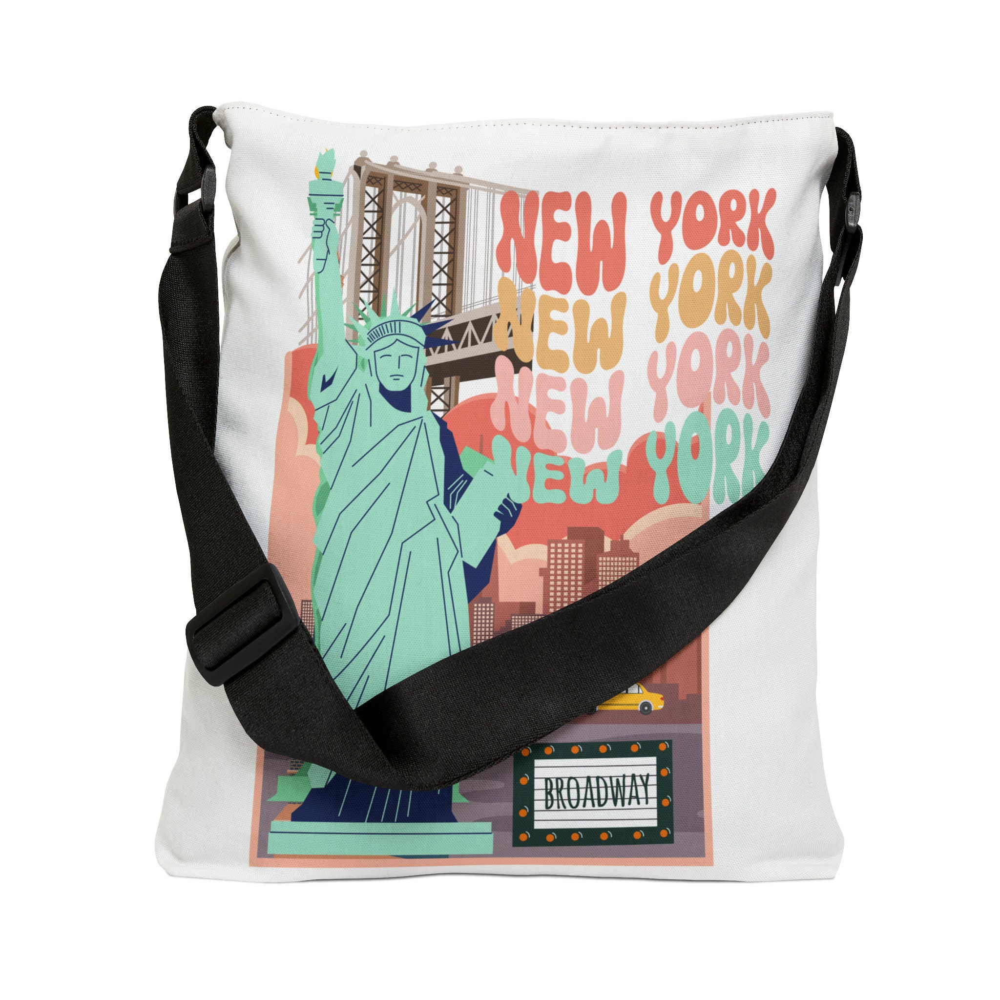 New York Adjustable Tote Bag, I Love NY Cute All Purpose Tote Bag. New ...