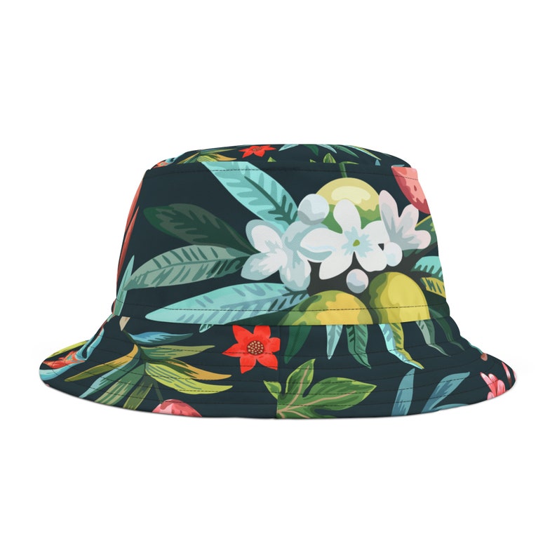 Tropical Print Bucket Hat, Colorful Beach Hat, Tropical Jungle Print ...