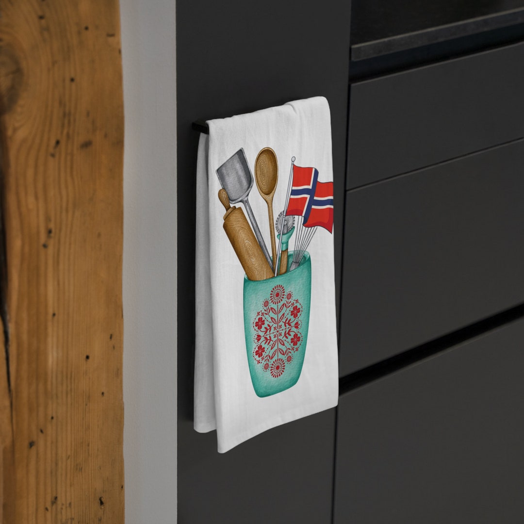 Norwegian Kitchen Soft Tea Towel, Beautiful Norwegian Design With Flag ...