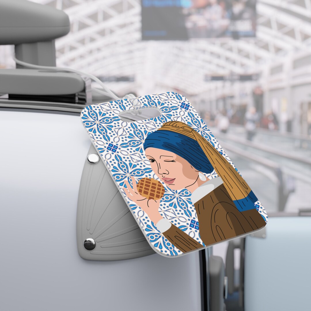 Girl With a Pearl Earring Luggage Tags, Funny Dutch Stroopwafel Bag Tag ...