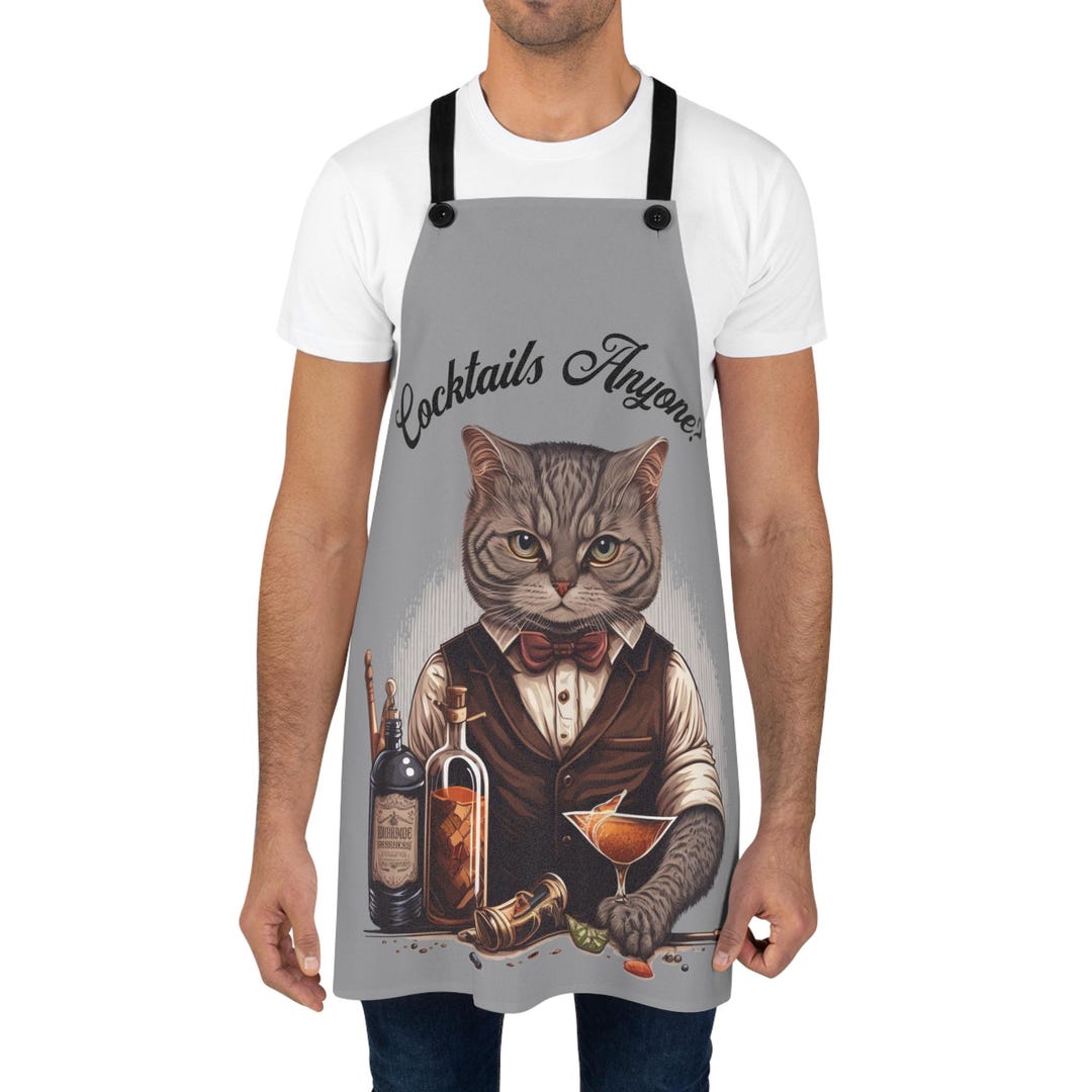 Cat Bartender Apron - Cocktail Anyone Gift for Cat Dad or Cat Mom ...