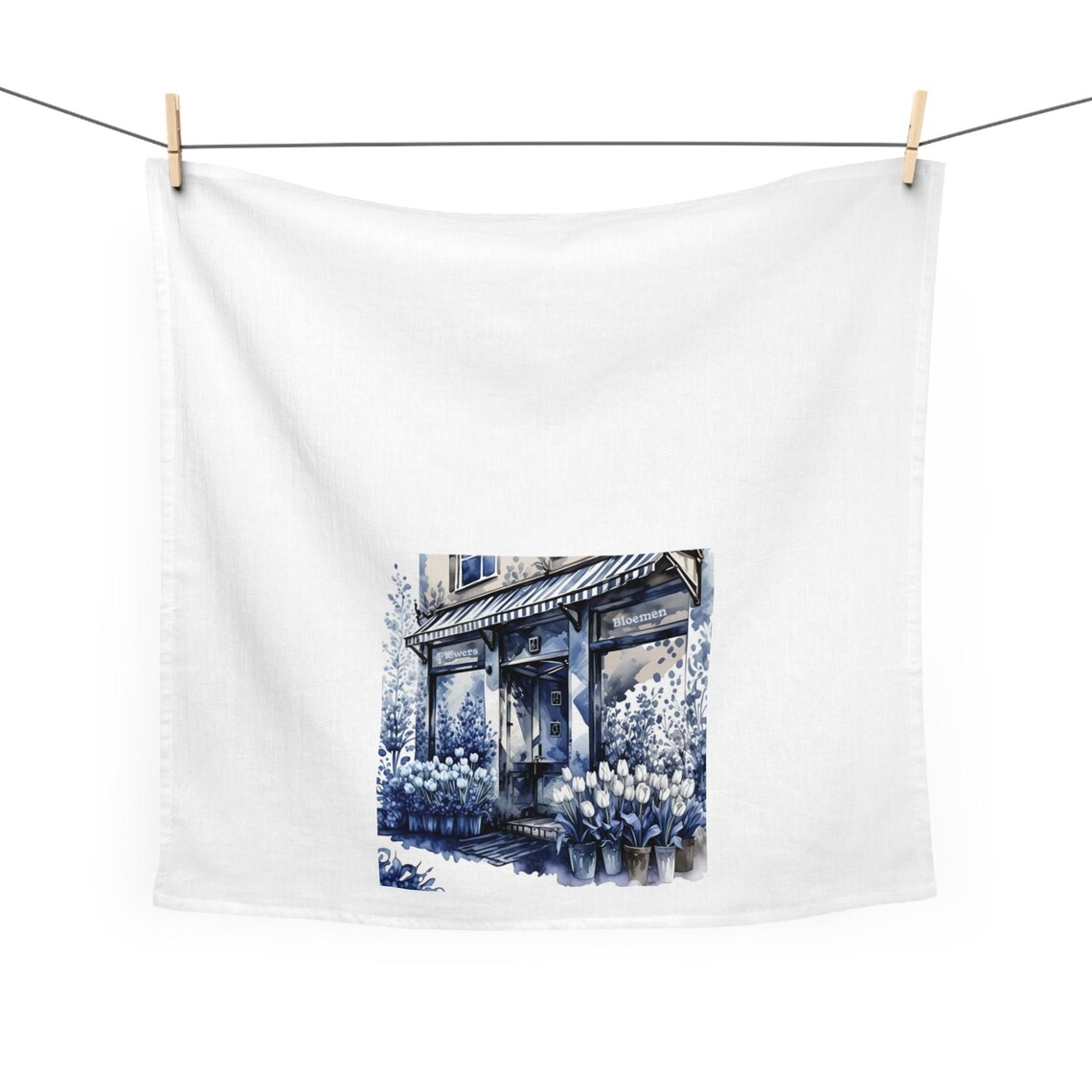 Delft Blue Dutch Tulips Tea Towel, Tulips Kitchen Dish Cloth, Holland ...