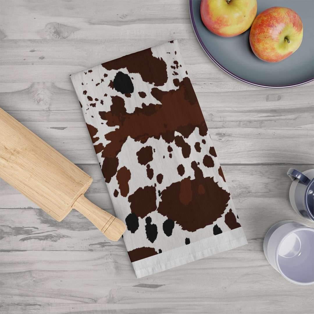Cow Print Tea Towel, 100% Cotton Kitchen Towel With Fun Cow Print ...