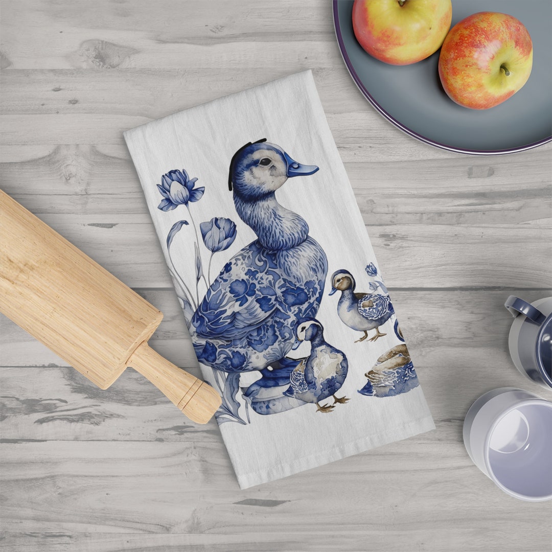 Delft Blue Duck Cotton Tea Towel: Dutch Farmhouse Kitchen Decor - Etsy