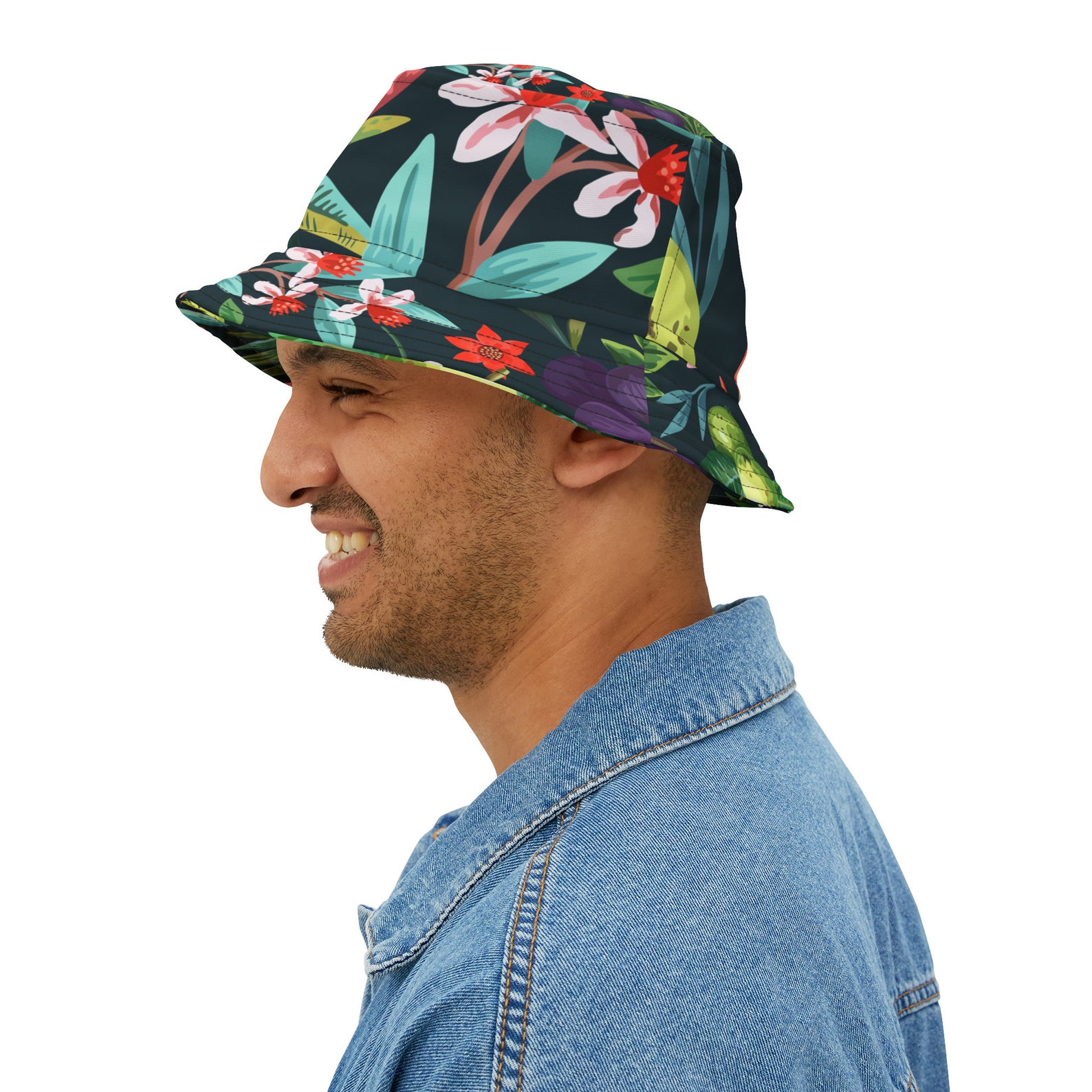 Tropical Print Bucket Hat, Colorful Beach Hat, Tropical Jungle Print ...