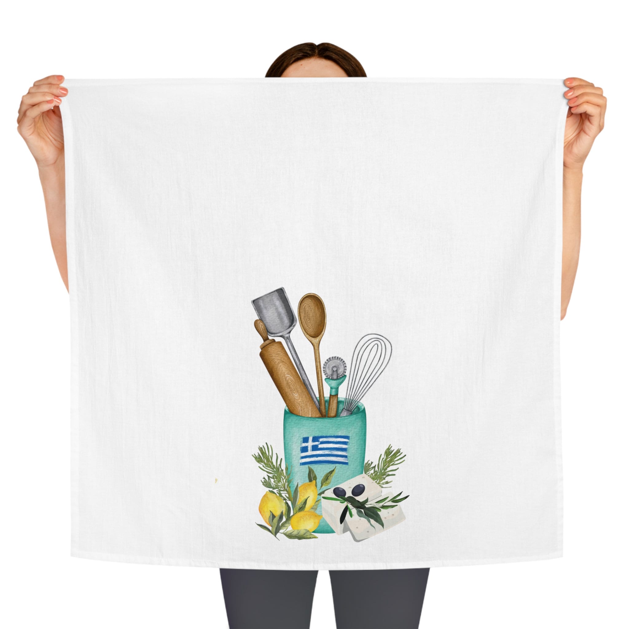 Greek Kitchen Soft Tea Towel, Greece Culinary Design Kitchen Dish Towel ...