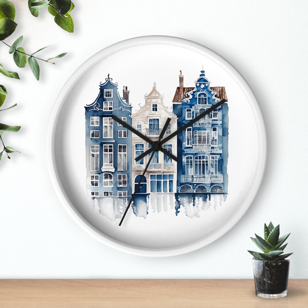 Beautiful Amsterdam Canal Houses Wall Clock, A Touch of Holland Wall ...