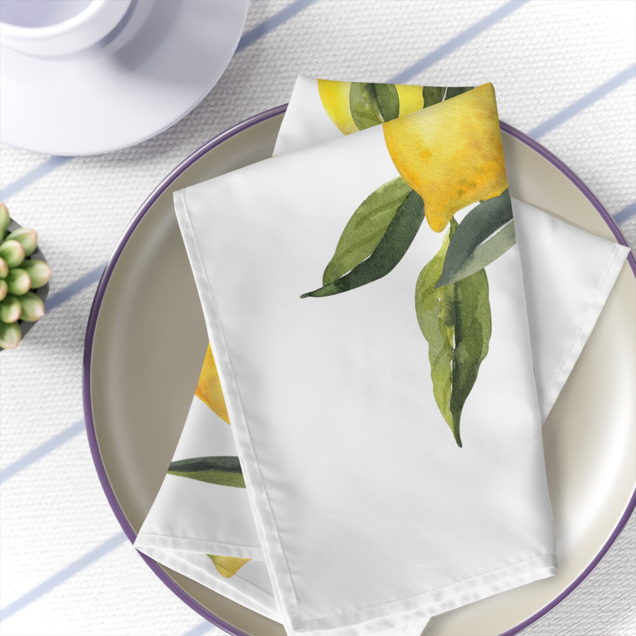 Beautiful Tuscan Lemons Soft Broadcloth Fabric Napkins, 4pc Set, Soft ...