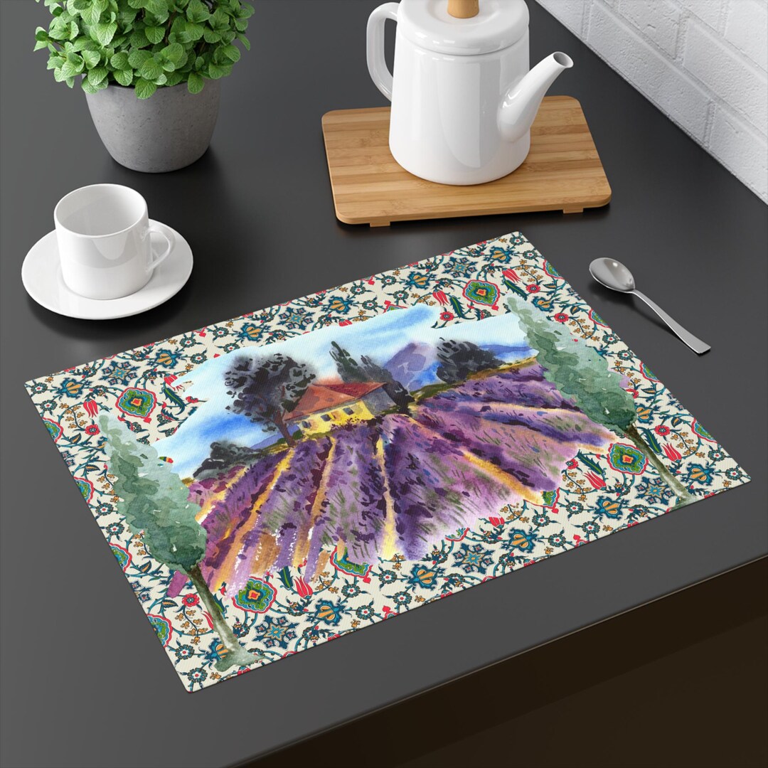 Provence Lavender Placemat, French Country Kitchen Decor, Lavender ...