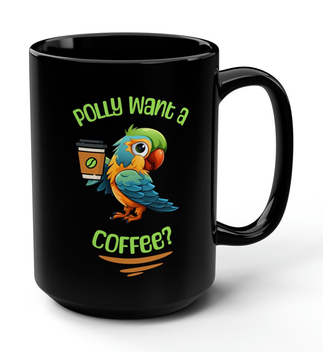 Parrot Mug, Beautiful Parrot Black Mug, 15oz for Hot or Cold Beverages ...