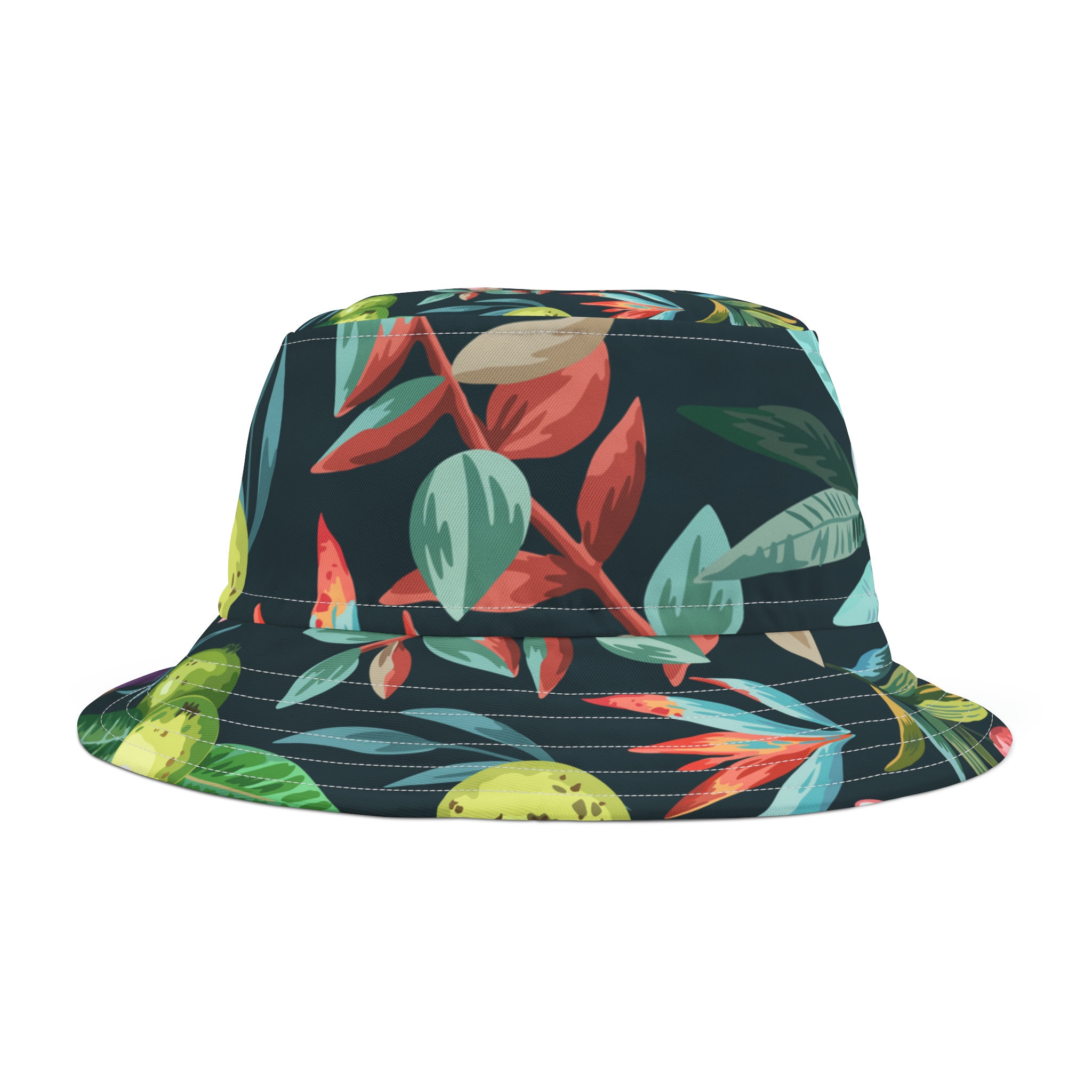 Tropical Print Bucket Hat, Colorful Beach Hat, Tropical Jungle Print ...