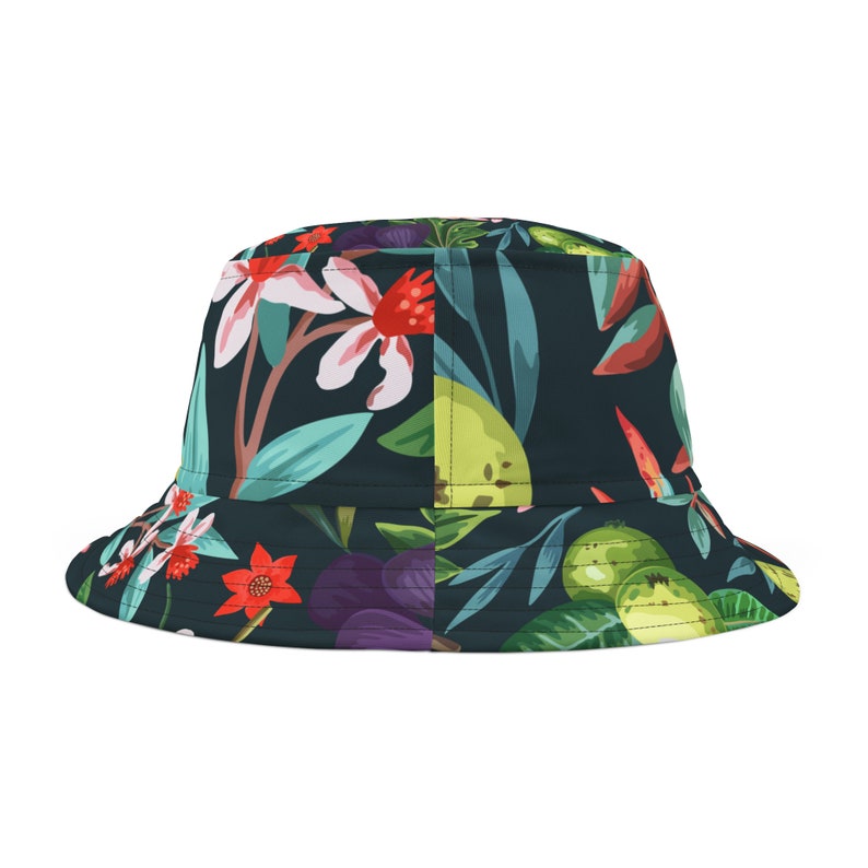 Tropical Print Bucket Hat, Colorful Beach Hat, Tropical Jungle Print ...