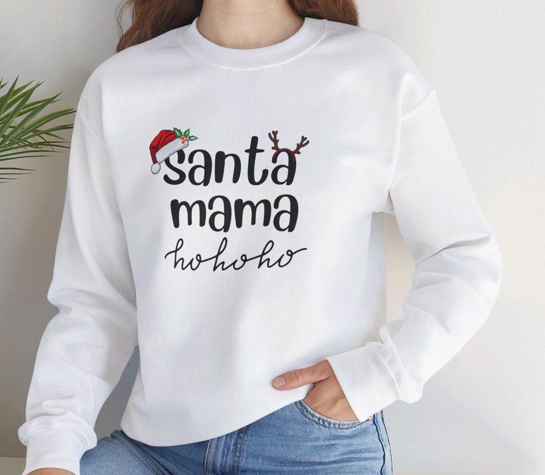 Santa Mama Sweatshirt, Mama Sweater, Mom Santa Sweater, Santa Claus and ...