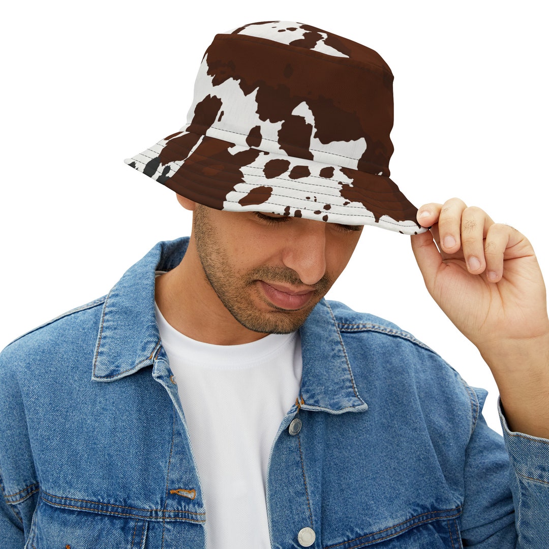 Fun Cow Print Bucket Hat, Western Style Beach Hat, Fashionable Bucket ...