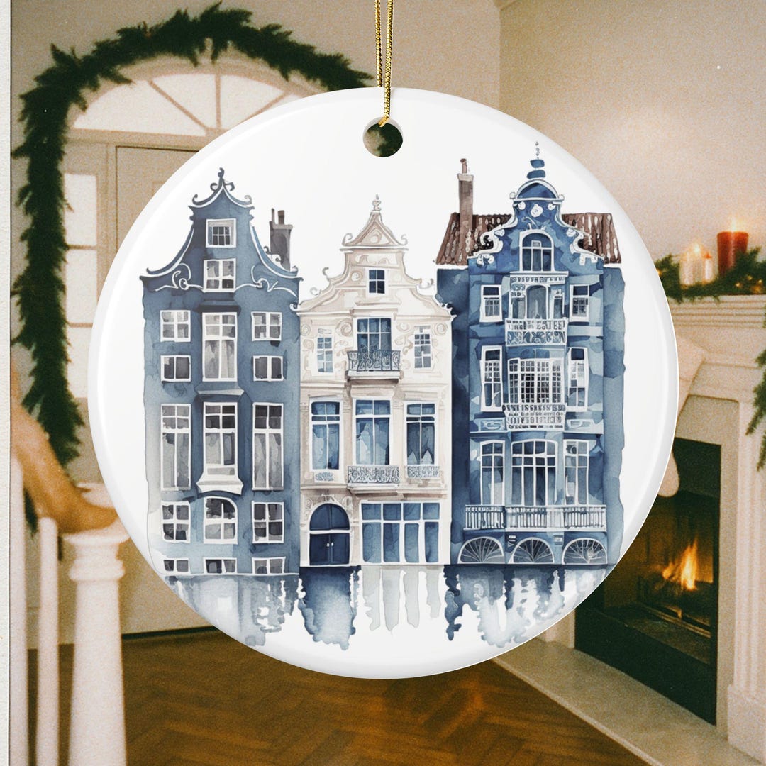 Ceramic Ornaments, Amsterdam Canal House Christmas Ornament, Dutch ...