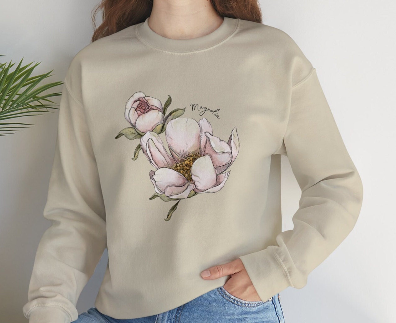 Magnolia Flower Sweatshirt, Unisex Heavy Blend™ Crewneck Sweatshirt ...