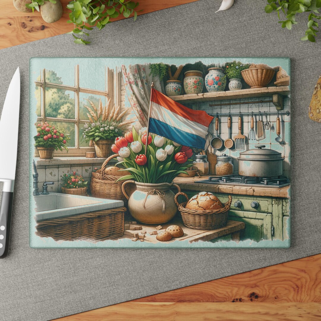 Glass Cutting Board, Dutch Kitchen Decor, Holland Gift, Dutch Heritage ...