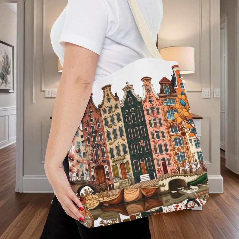 Amsterdam Canal House Tote Bag, Dutch Architecture Book Bag, Shopping ...