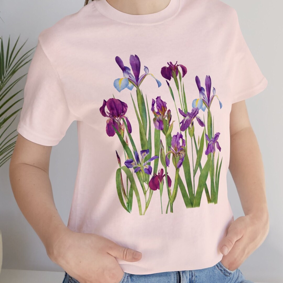 Beautiful Purple Iris Jersey Short Sleeve Tee, Dutch Iris Flower Shirt, Iris Gift, Dutch Iris T ...