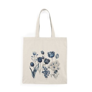 Delft Blue Dutch Tulips, Natural Tote Bag, All Purpose Tote, Reusable ...