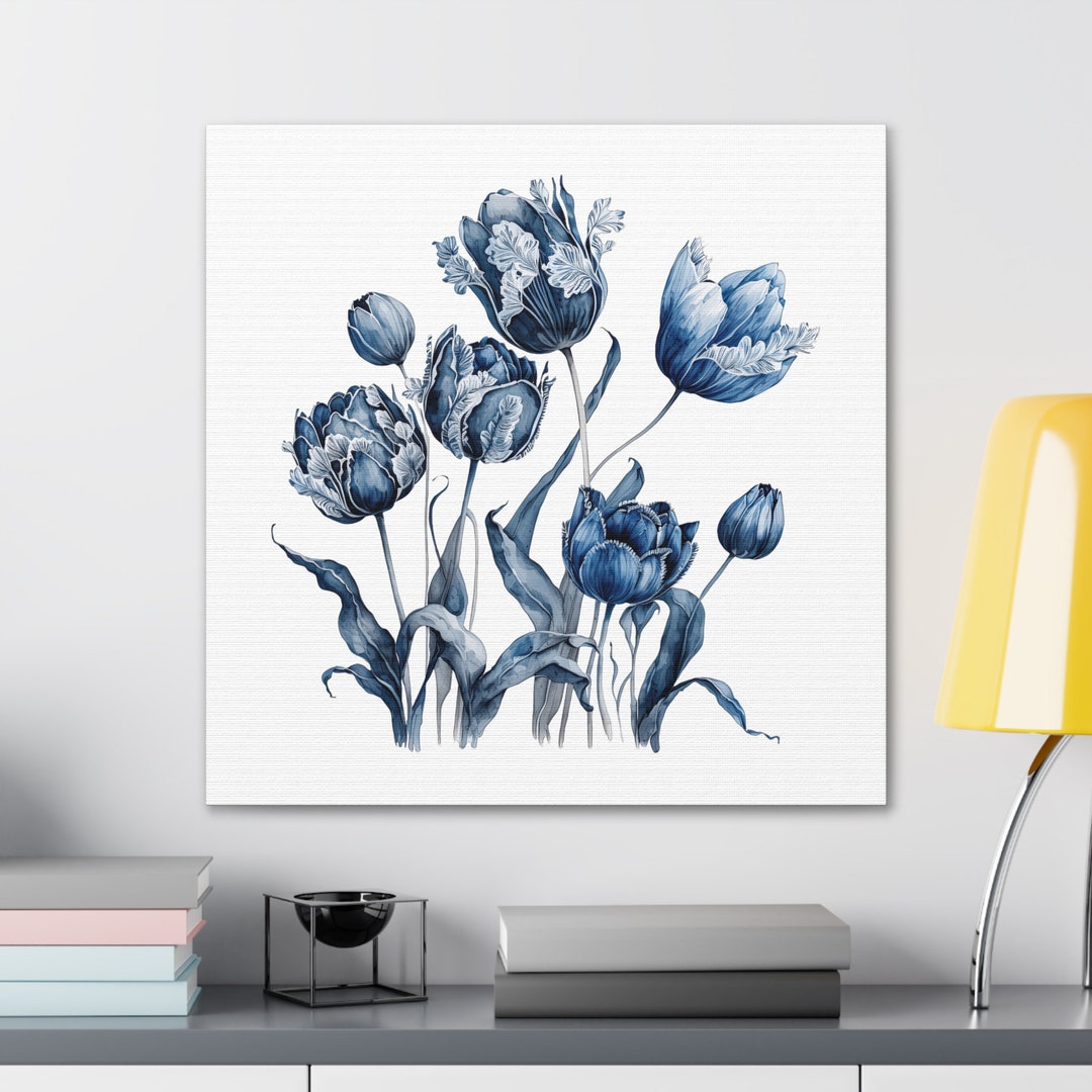 Delft Blue Dutch Tulips Canvas Gallery Wraps, Holland Artwork, the ...