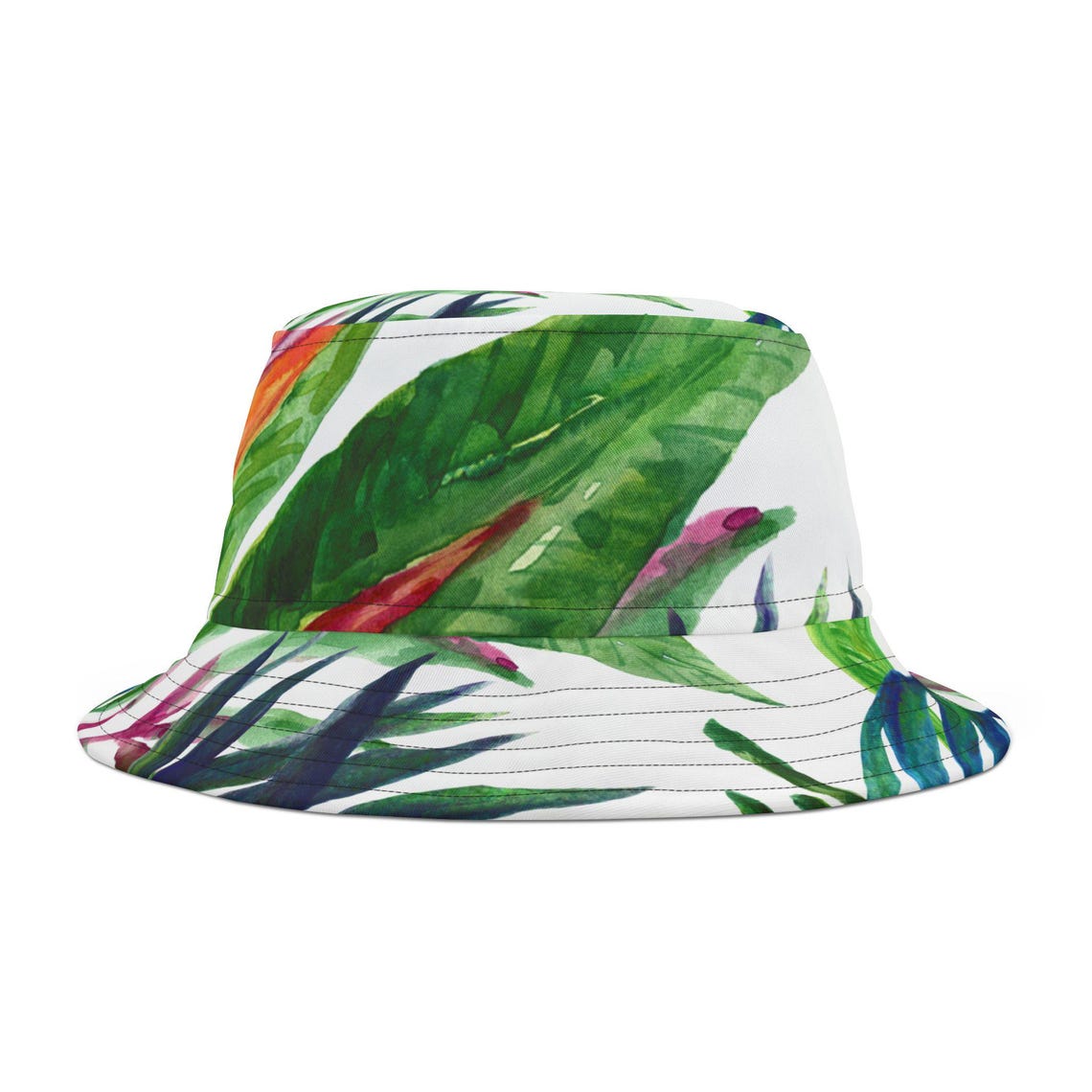 Tropical Print Bucket Hat, Colorful Beach Hat, Tropical Jungle Print ...