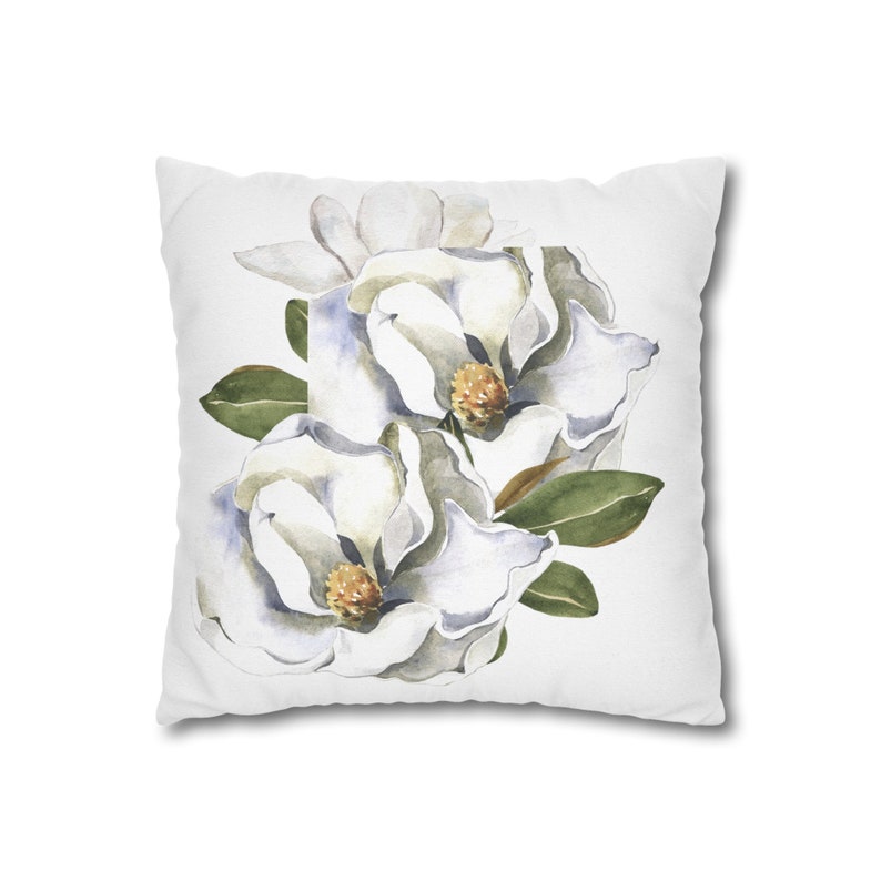 Beautiful Southern Magnolia Flowers Spun Polyester Square Pillow Case ...