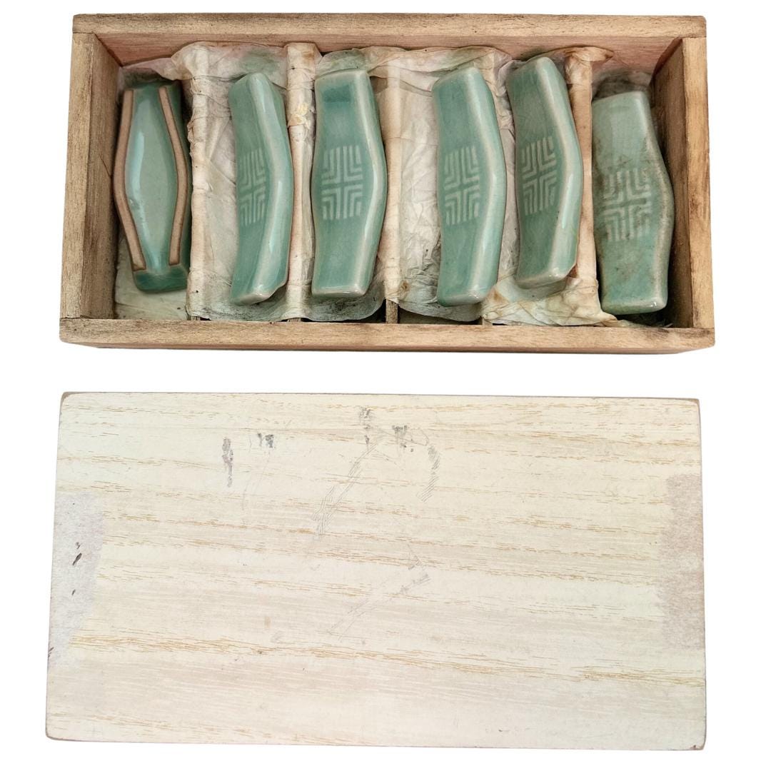 Vintage Chopstick Rests Set of 6 - Vintage Japanese Celadon Green ...